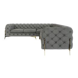 S-STYLE Chesterfield Ecksofa Natalie grau Maße (cm): B: 323 H: 75 » Höffner