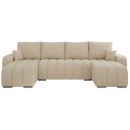 Höffner Wohnlandschaft mit Schlaffunktion Kirasso ¦ beige ¦ Maße (cm): B: 320 H: 86 » Höffner