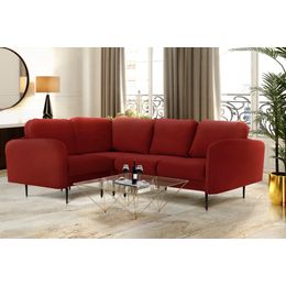 Ecksofa Home Affaire "Skidi L-Form", rot (dunkelrot), B:228cm H:81cm T:166cm, Korpus/Basismaterial: 100% Polyester. Sitzfl&auml;che: 100% Polyester, Sofas, Ecksofa, mit losen R&uuml;ckenkissen und Keder oben auf der Armlehne