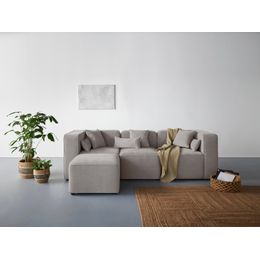 3-Sitzer Home Affaire "Sundstrup L-Form", grau (hellgrau), B:256cm H:76,5cm T:93cm, 100% Polyester, Sofas, Modulserie, individuelle Zusammenstellung