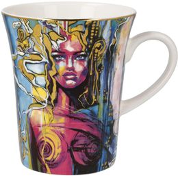 Tasse Goebel, B:10cm H:11cmbunt, Porzellan, Trinkgefäße, "Künstlertasse Lana Frey -Freya"