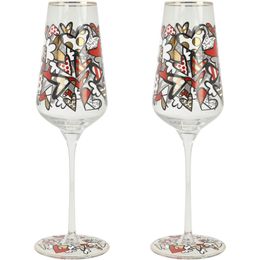Sektglas Goebel "Sektglas Britto- All We Need Is Love", bunt, B:7,5cm H:23,5cm, Glas, Trinkgefäße