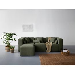 3-Sitzer Home Affaire "Sundstrup L-Form", gr&uuml;n, B:256cm H:76,5cm T:93cm, 100% Polyester, Sofas, Modulserie, individuelle Zusammenstellung