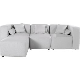 3-Sitzer Home Affaire "Sundstrup L-Form", grau (hellgrau), B:256cm H:76,5cm T:93cm, 93% Polyester, 6% Acryl, 1% Baumwolle, Sofas, Modulserie, individuelle Zusammenstellung
