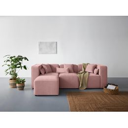3-Sitzer Home Affaire "Sundstrup L-Form", rosa, B:256cm H:76,5cm T:93cm, 100% Polyester, Sofas, Modulserie, individuelle Zusammenstellung