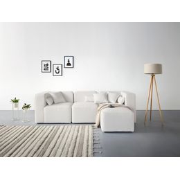 3-Sitzer Home Affaire "Sundstrup L-Form", beige (natur), B:256cm H:76,5cm T:93cm, 93% Polyester, 6% Acryl, 1% Baumwolle, Sofas, Modulserie, individuelle Zusammenstellung