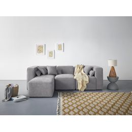 3-Sitzer Home Affaire "Sundstrup L-Form", grau, B:256cm H:76,5cm T:93cm, 100% Polyester, Sofas, Modulserie, individuelle Zusammenstellung