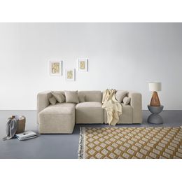 3-Sitzer Home Affaire "Sundstrup L-Form", grau (taupe), B:256cm H:76,5cm T:93cm, 100% Polyester, Sofas, Modulserie, individuelle Zusammenstellung