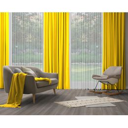 Vorhang WIRTH "Dim out" Gr. 2, gelb, B:142cm H:175cm, Jacquard, Polyester, Gardinen
