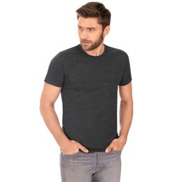 T-Shirt TRIGEMA "TRIGEMA Slim Fit T-Shirt aus DELUXE Baumwolle", Herren, Gr. L, grau (anthrazit, melange), 100% Baumwolle, Basic, Shirts