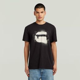 G-Star Raw T-Shirt G-STAR "Spray G Logo", Damen, Gr. L, schwarz (dk schwarz), Jersey, Obermaterial: 100% Baumwolle, bedruckt, regular fit, Rundhals, abgesteppte Kante, Shirts T-Shirt, mit Rundhals