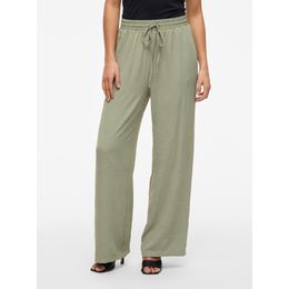 Schlupfhose Vila "VIJOSA HW WIDE PANTS - NOOS", Damen, Gr. 44, N-Gr, gr&uuml;n (oil gr&uuml;n), Web, Obermaterial: 100% Polyester, unifarben, relaxed fit kn&ouml;chellang, Hosen Schlupfhose, Sommerhose