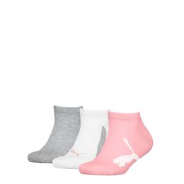 Sneakersocken Puma "Puma KIDS BWT SNEAKER 3P", M&auml;dchen, Gr. 23-26, rosa (pink, grau), Baumwollmischung, normal, Socken Sneakersocken, Flache Zehenn&auml;hte, Logo