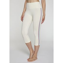 H.I.S. Caprileggings H.I.S, Damen, Gr. XS (32/34), N-Gr, ecru, Single Jersey, Obermaterial: 95% Baumwolle, 5% Elasthan, unifarben, körpernah ca. Mitte Wade, Hosen