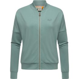 Sweatjacke Ragwear "Doron", Damen, Gr. 4XL (48), blau (ocean), Material: 67% Polyester, 28% Viskose, 5% Elasthan, figurumspielend hüftbedeckend, hoch geschlossener Ausschnitt, Ärmel ohne Ärmelschlitz normaler Saum, Sweatjacken, sportliche Damen Freizeitjacke