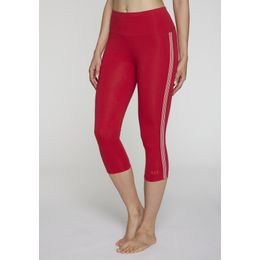 H.I.S. Caprileggings H.I.S, Damen, Gr. S (36/38), N-Gr, rot, Single Jersey, Obermaterial: 95% Baumwolle, 5% Elasthan, unifarben, körpernah ca. Mitte Wade, Hosen