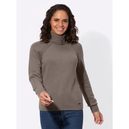 Rollkragenpullover Casual Looks "Rollkragen-Pullover", Damen, Gr. 48, grau (taupe), 50% Wolle, 30% Baumwolle, 20% Polyamid, unifarben, Pullover Rollkragenpullover