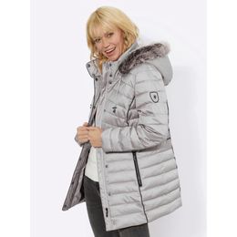 Anorak Casual Looks, Damen, Gr. 36, grau (hellgrau, grau, gemustert), 100% Polyester, Fellimitat:87% Polyacryl, 13% Polyester, gemustert, mehrfarbig, Jacken