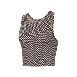 active by Lascana Crop-Top LASCANA ACTIVE, Damen, Gr. XS (32/34), schwarz, beige, Obermaterial: 85% Polyester, 15% Elasthan, Rundhals, Tops