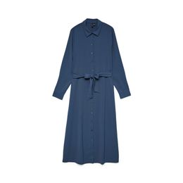Véro Moda Midikleid VERO MODA "VMESME LS CALF SHIRT DRESS WVN GA", Damen, Gr. L, N-Gr, schwarz denim, Web, Obermaterial: 100% Polyester, unifarben, regular fit Midi, Kleider