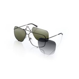 Porsche Design 8928 - mit Wechselgl&auml;sern | Unisex-Sonnenbrille | Fassung: Vollrand, Pilot, Metall, Gun Matt | Glasfarbe: Gr&uuml;n