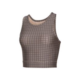 active by Lascana Crop-Top LASCANA ACTIVE, Damen, Gr. XS (32/34), beige, kariert, Obermaterial: 85% Polyester, 15% Elasthan, kariert, Rundhals, Tops