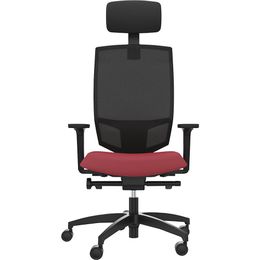 Dauphin B&uuml;rodrehstuhl JUST EVO MESH, mit Netzr&uuml;ckenlehne, schwarz, chilirot, mit Kopfst&uuml;tze