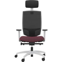 Dauphin B&uuml;rodrehstuhl JUST EVO MESH, mit Netzr&uuml;ckenlehne, wei&szlig;, shirazrot, mit Kopfst&uuml;tze