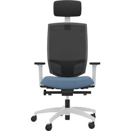 Dauphin B&uuml;rodrehstuhl JUST EVO MESH, mit Netzr&uuml;ckenlehne, wei&szlig;, wasserblau, mit Kopfst&uuml;tze