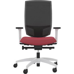 Dauphin B&uuml;rodrehstuhl JUST EVO MESH, mit Netzr&uuml;ckenlehne, wei&szlig;, chilirot