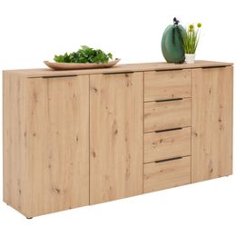 Xora Sideboard, Eiche, Holzwerkstoff, 4 F&auml;cher, 4 Schublade(n) Schubladen, 181.5x92.9x42 cm, stehend, in verschiedenen Gr&ouml;&szlig;en erh&auml;ltlich, Wohnzimmer, Kommoden & Sideboards, Sideboards