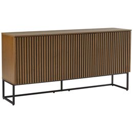 Xora Sideboard Bueno, Eiche dunkel, Metall, Holzwerkstoff, 3 F&auml;cher, 160x80x40 cm, Wohnzimmer, Kommoden & Sideboards, Sideboards