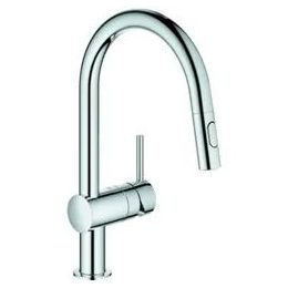 Grohe Minta Einhand-Sp&uuml;ltischbatterie, Ausladung 223mm, C-Auslauf, herausziehbar, Easy Docking, schwenkbar, Dual Sp&uuml;lbrause, 32321002, Farbe: Chrom
