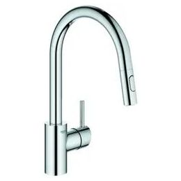 Grohe Concetto Einhand-Sp&uuml;ltischbatterie, Ausladung 223mm, hoch, ausziehbar, schwenkbar, Easy Docking, 31483002, Farbe: Chrom