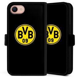 DeinDesign iPhone 16e Handy Klapph&uuml;lle Handyh&uuml;lle aus Kunst Leder schwarz Flip Case Logo Borussia Dortmund Bvb Sideflip mit Lasche