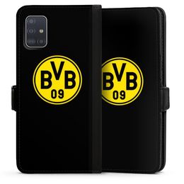 DeinDesign Galaxy A51 Handy Klapph&uuml;lle Handyh&uuml;lle aus Kunst Leder schwarz Flip Case Logo Borussia Dortmund Bvb Sideflip mit Lasche