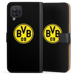 DeinDesign Galaxy A12 Handy Klapph&uuml;lle Handyh&uuml;lle aus Kunst Leder schwarz Flip Case Borussia Dortmund Logo Bvb Sideflip mit langer Lasche