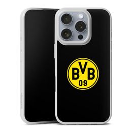 DeinDesign iPhone 16 Pro Handy Silikon H&uuml;lle Case wei&szlig; Handyh&uuml;lle Logo Borussia Dortmund Bvb Silikon Case