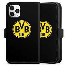 DeinDesign iPhone 11 Pro Handy Klapph&uuml;lle Handyh&uuml;lle aus Kunst Leder schwarz Flip Case Logo Borussia Dortmund Bvb Sideflip mit Lasche