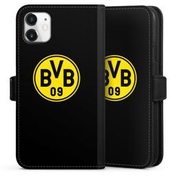 DeinDesign iPhone 11 Handy Klapph&uuml;lle Handyh&uuml;lle aus Kunst Leder schwarz Flip Case Logo Borussia Dortmund Bvb Sideflip mit Lasche