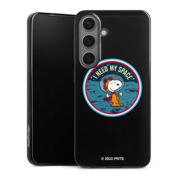 DeinDesign Galaxy S25 Handy Slim Case extra d&uuml;nn Silikon Handyh&uuml;lle schwarz H&uuml;lle Peanuts Weltall Snoopy Silikon Slim Case
