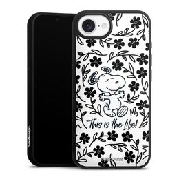 DeinDesign iPhone 16e Handy Gallery Case Handyh&uuml;lle 9H Geh&auml;rtetes Glas R&uuml;ckseite H&uuml;lle Peanuts Flowers Snoopy Gallery Case