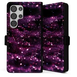 DeinDesign Galaxy S25 Ultra Handy Klapph&uuml;lle Handyh&uuml;lle aus Kunst Leder schwarz Flip Case Glitter Muster Glitzer Sideflip mit Lasche