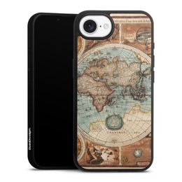 DeinDesign iPhone 16e Handy Gallery Case Handyh&uuml;lle 9H Geh&auml;rtetes Glas R&uuml;ckseite H&uuml;lle Vintage World Map Map Gallery Case