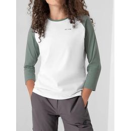 4F Longsleeve in Wei&szlig;/ Gr&uuml;n - 25% | Gr&ouml;&szlig;e S | Damen-tops