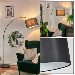 hofstein Soungou Bogenstehlampe 38 cm Chrom, Schwarz, 1-flammig, Stoffschirm