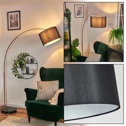 hofstein Soungou Bogenstehlampe 38 cm Kupferfarben, Schwarz, 1-flammig, Stoffschirm