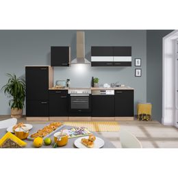 respekta K&uuml;chenzeile 'Merle' mit E-Ger&auml;ten KB280ESSC schwarz/eichefarben 280 cm