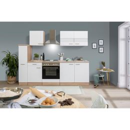 respekta K&uuml;chenzeile 'Merle' mit E-Ger&auml;ten KB240ESW wei&szlig;/eichefarben 240 cm