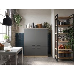 respekta K&uuml;chenm&ouml;bel-Set 'Merle 11' grau/eichefarben 145 x 120 x 60 cm